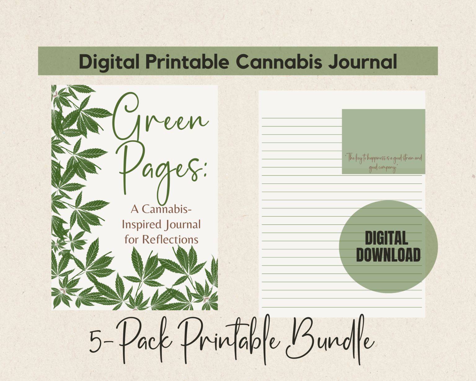 Cannabis Inspired Journal: Green Pages - Ashley Jane Co